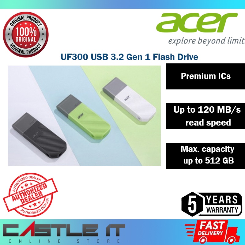 Acer UP300 128GB 64GB 32GB Flash Drive Pen Drive USB 3.2 Gen 1 Mobile Storage BLACK GREEN WHITE ...