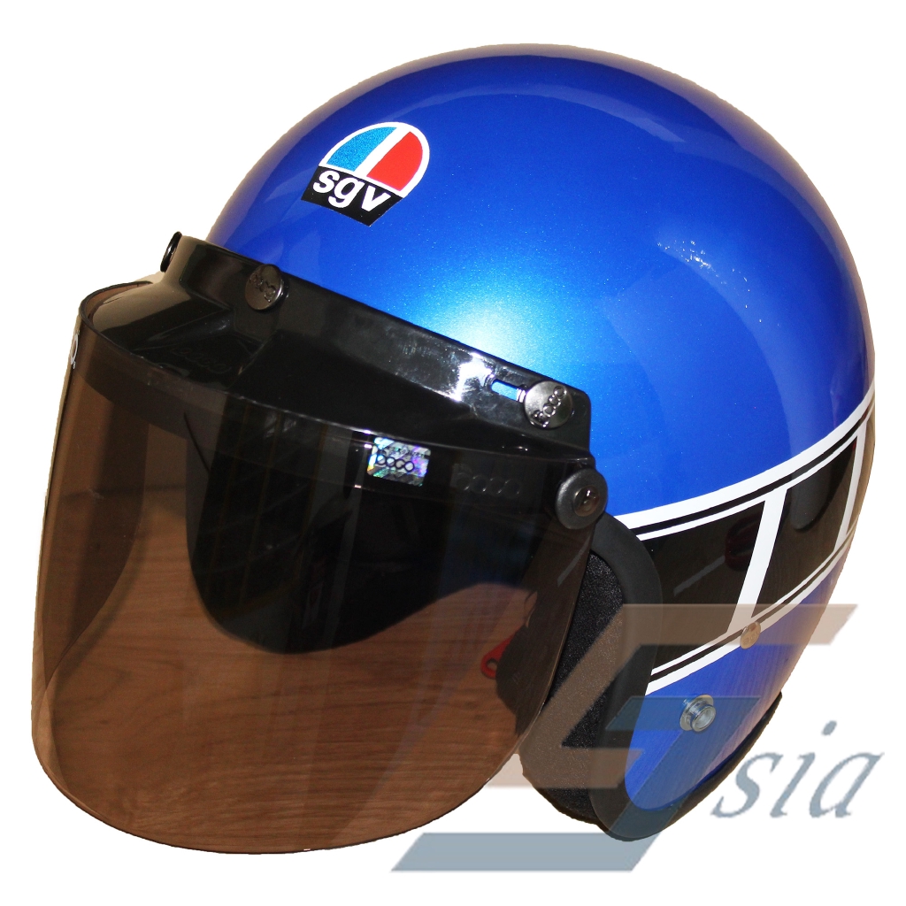 SGV Racing Stripes Helmet (Blue)+Bogo Visor (Tinted) | Shopee Malaysia