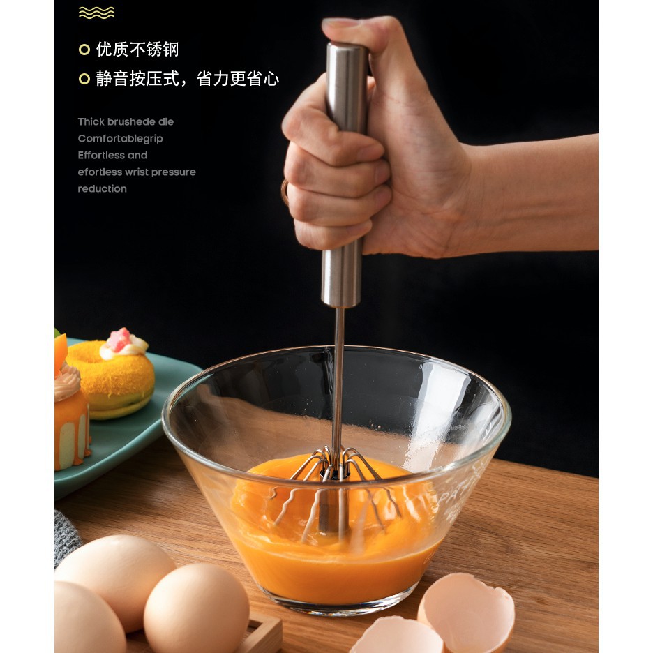 10 inch / 12 inch Semi Automatic Egg Beater Hand Press Egg Mixer ...