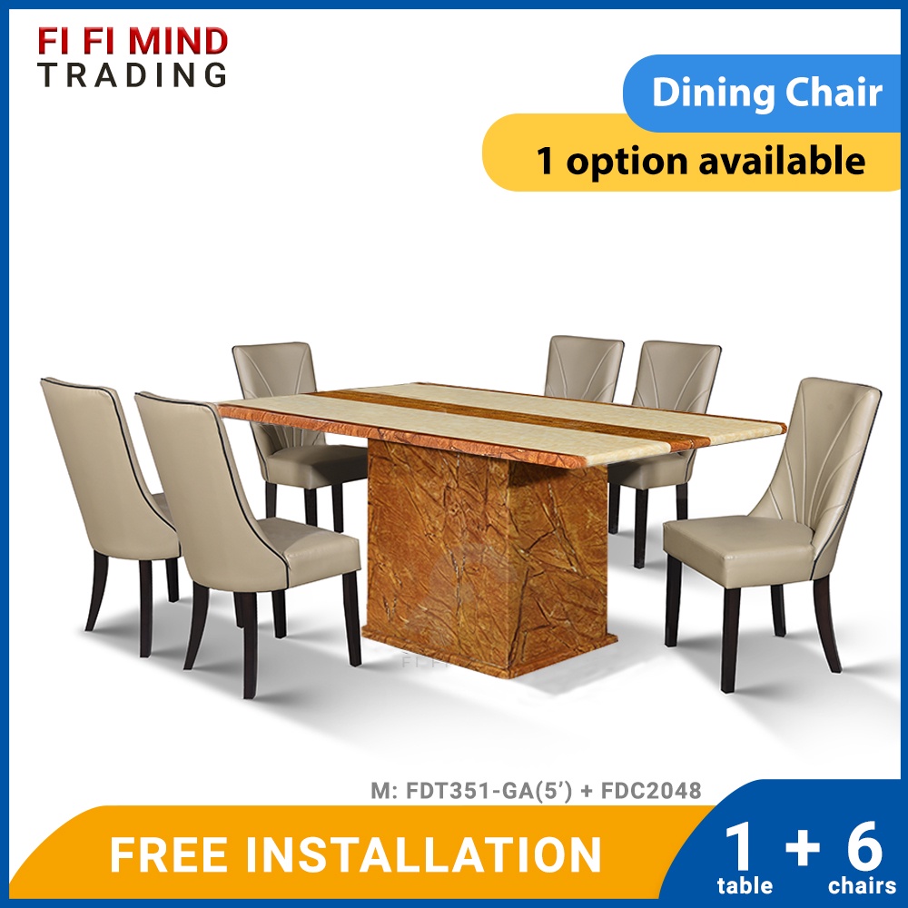 Leyla Marble Dining Set/ Marble Dining Table/ Meja Makan 6 Kerusi/ Meja ...