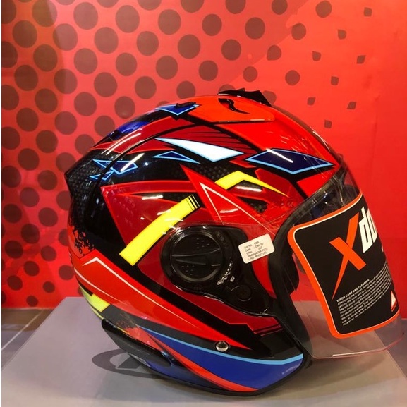 HELMET XDOT OPEN FACE G626A PU BLACK SPITFIRE BLACK RED | Shopee Malaysia