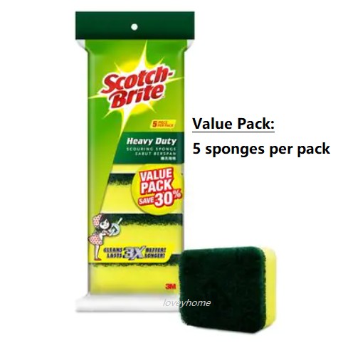 3M Scotch Brite Scouring Sponge Pad (5pcs/pack) Srcub Pad Span Cuci ...