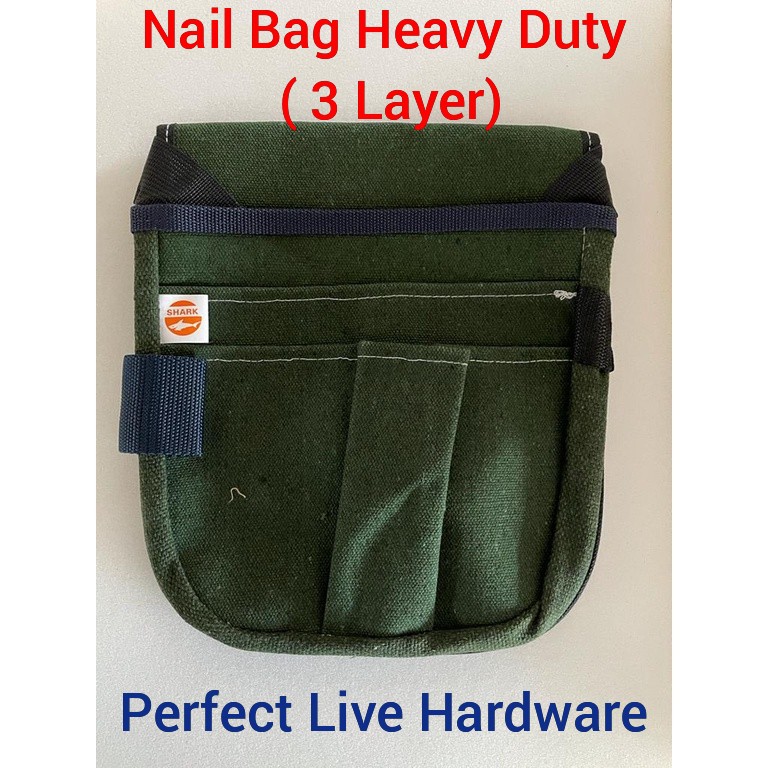 Nail Bag Heavy Duty Canvas Type Beg Paku Kain Tebal 3 Layer " SHARK ...