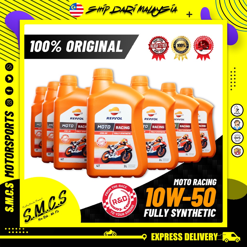 Repsol 10W50 4T Fully Synthetic Moto Racing 100％ Original Minyak Hitam ...