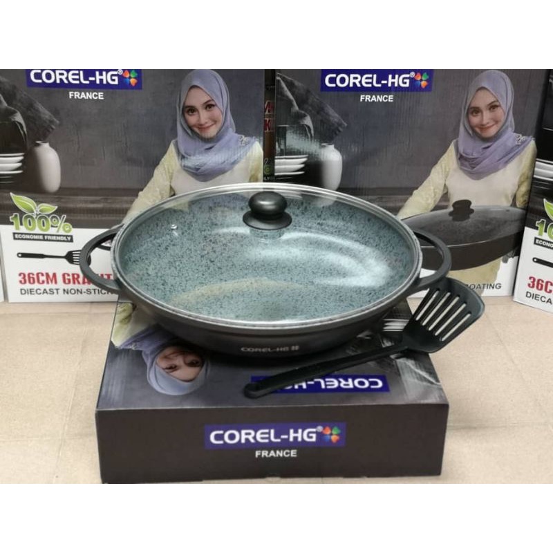 🔥 READY STOCK 🔥 KUALI BATU GRANITE NON-STICK CORAK-HG SAIZ 36CM / 40CM ...