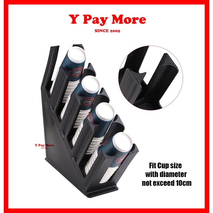 4 Compartments Plastic Cup Holder Rack Counter Top Organizer Coffee Cup ...