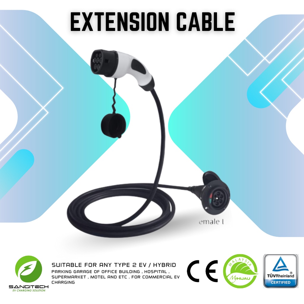 (100% Quality) SANGITECH - EV Car Extension Cable 7KW 22KW 5Meter ...