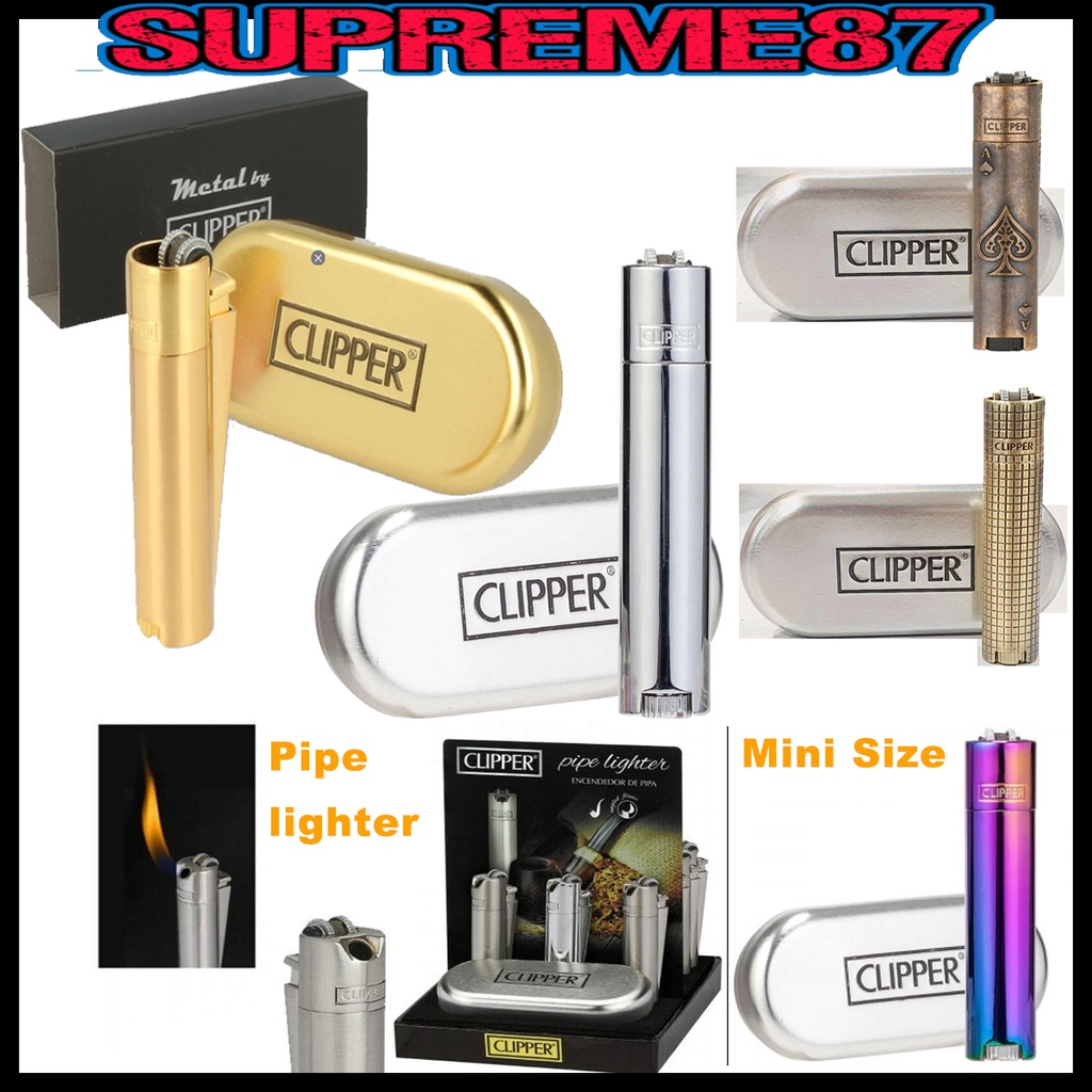 CLIPPER Classic Metal Flint Pipe Lighter Butane Refillable clipper ...
