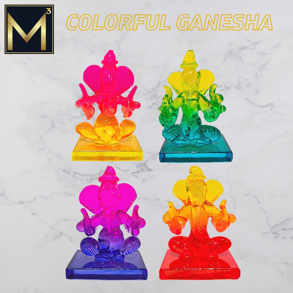 Colorful Glass Ganesha/Car Dashboard/Pooja/Office Table/MC220 | Shopee ...