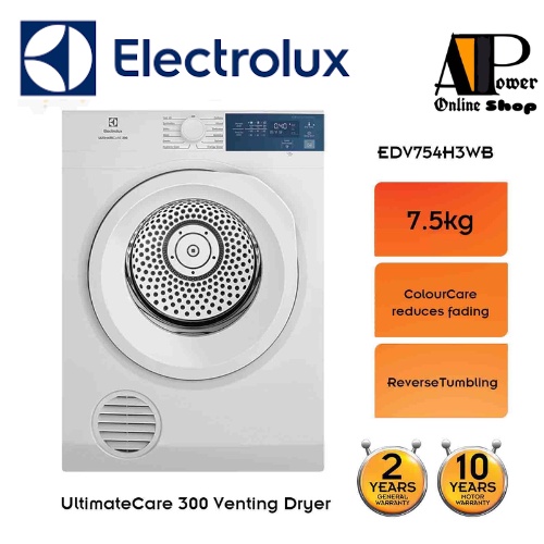 Electrolux UltimateCare™ 300 Venting Dryer | EDV754H3WB (7.5kg) Clothes ...