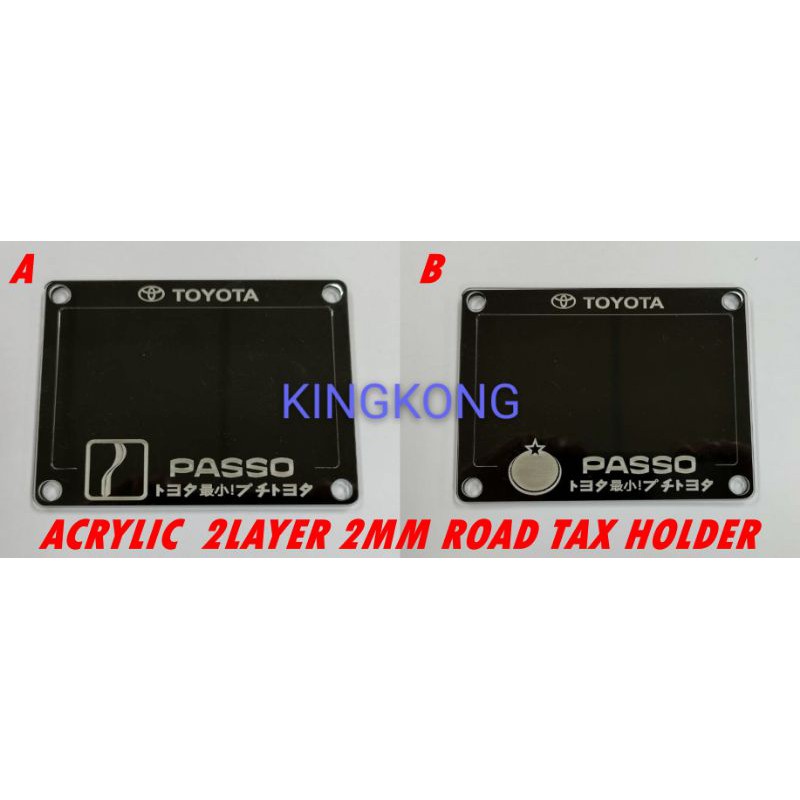 ACRYLIC ROAD TAX STICKER HOLDER 4 SUCTION CUP - TOYOTA PASSO PERODUA ...