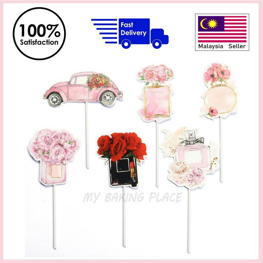 [My Baking Place] Cake Topper, Flower Perfumes - DC401 (1 Set of 6pcs ...