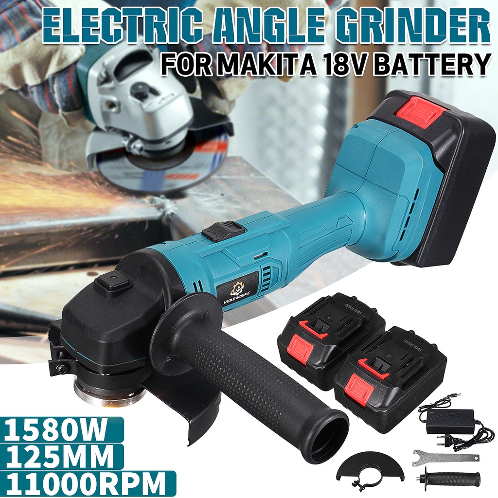 Cordless Angle Grinder 11000rpm Li Battery Electric Polishing Cutting ...