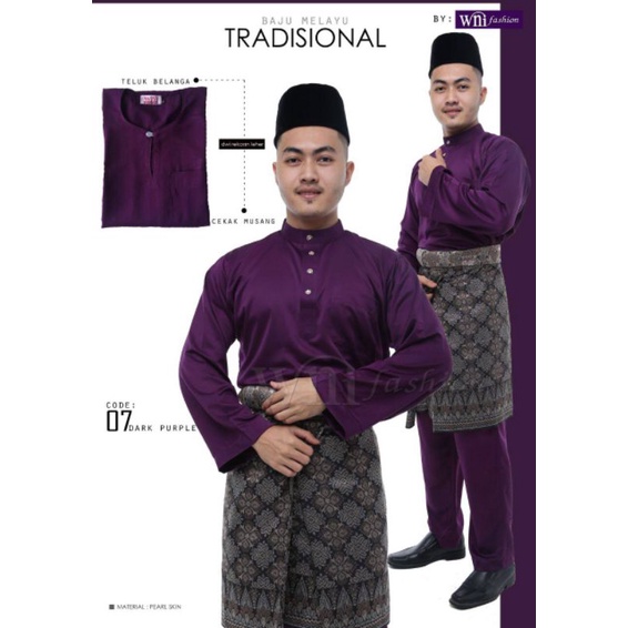 BAJU MELAYU TRADISIONAL DARK PURPLE (BERPESAK) | Shopee Malaysia