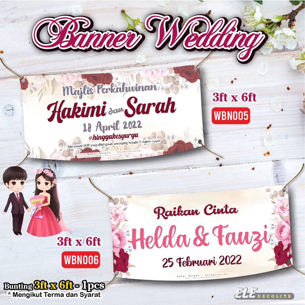 Banner Kahwin 3 X 6/Banner Majlis Perkawinan/Wedding Banner | Shopee ...