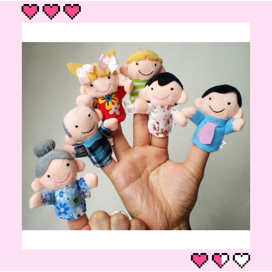 6Pcs My Family Finger Puppets Tell Stories Hand Stuffed Toys Kids Soft ...