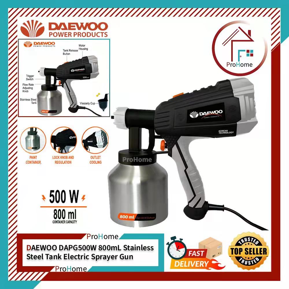 DAEWOO DAPG-500W Spray Gun Stainless Steel Tank Electric Sprayer Gun C ...