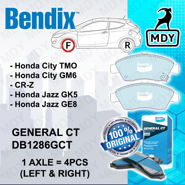 Bendix GCT DB1286 Front Honda City TMO GM6 GK5 Disc Brake Pad CRZ Freed ...