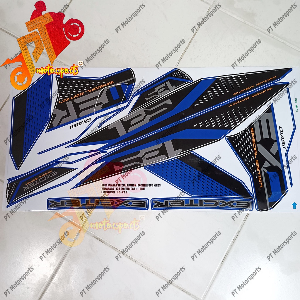 Yamaha LC 135 V1 V2 V3 V4 V5 V6 V7 Sticker Body Stripe Exciter 2021 Orange Black/Gold Blue 84 85 ...