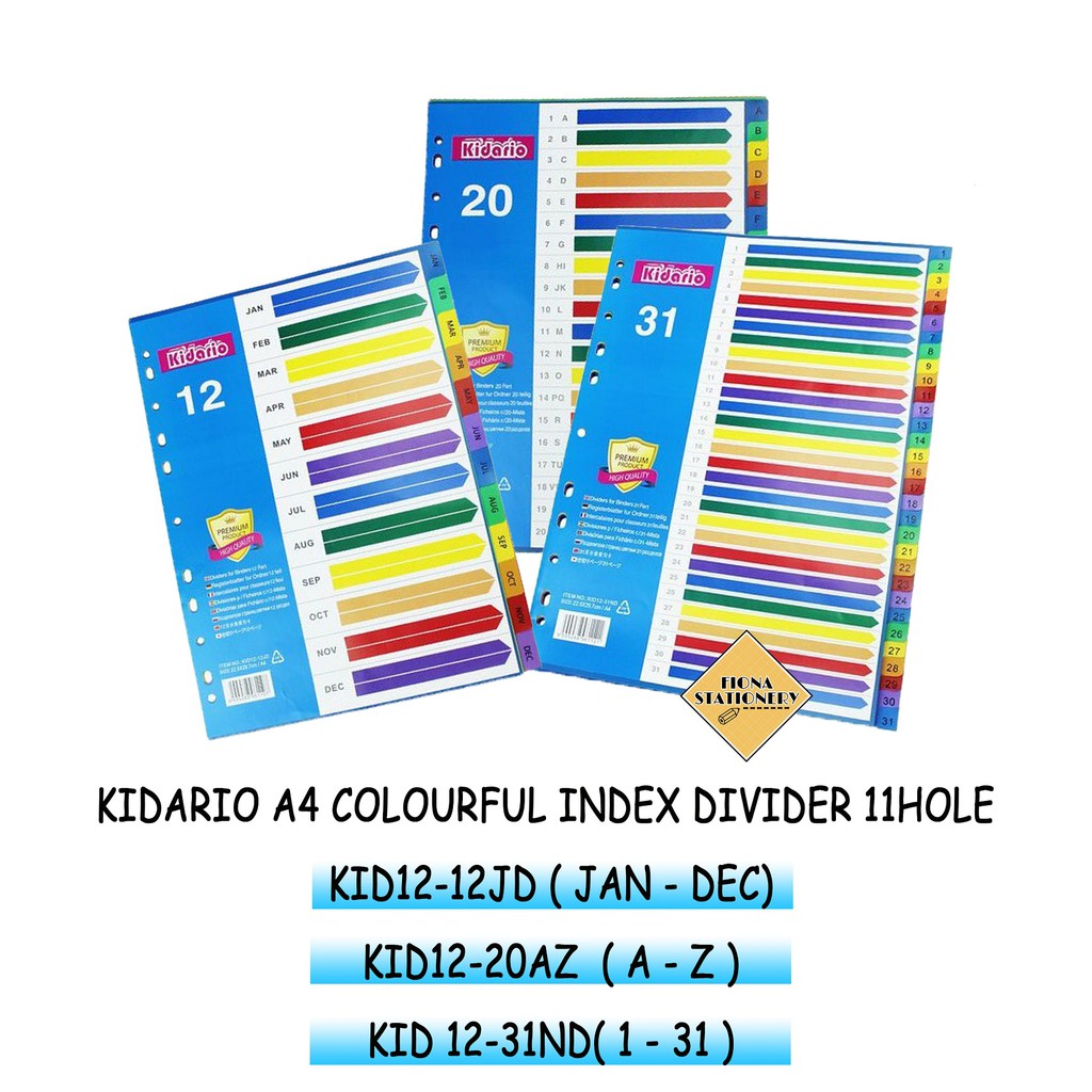Kidario A4 Colourful Index Divider 11Hole | Shopee Malaysia