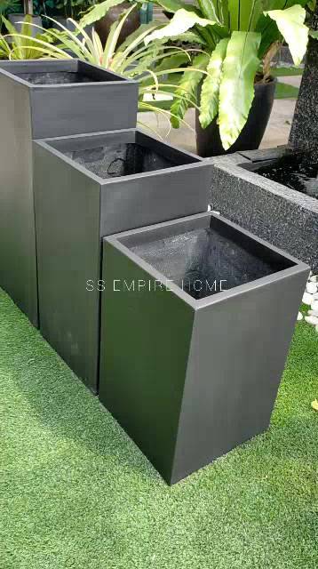 REX FP20 Black Fiberglass Matte Flower Pot Pasu Bunga Garden Taman ...
