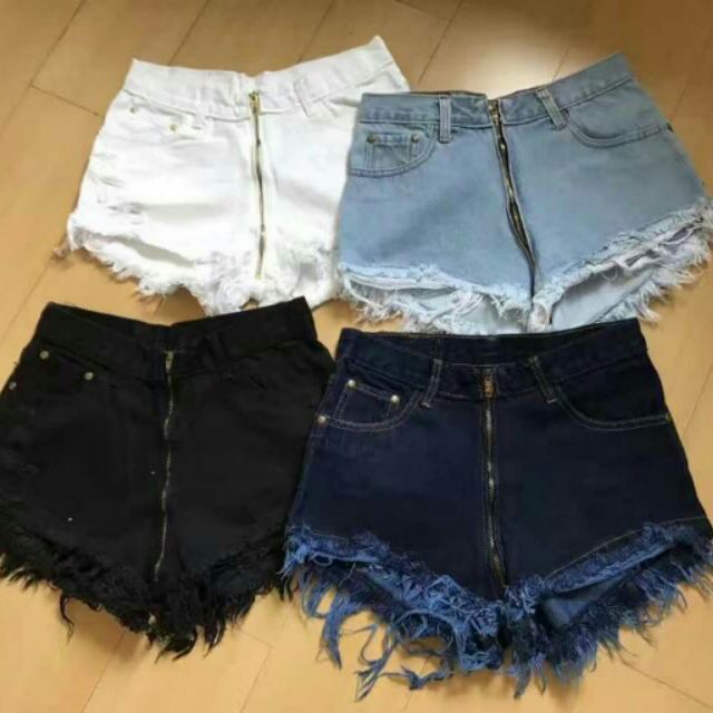 Thailand Pre-order Zipped Ripped Denim Shorts | Shopee Malaysia