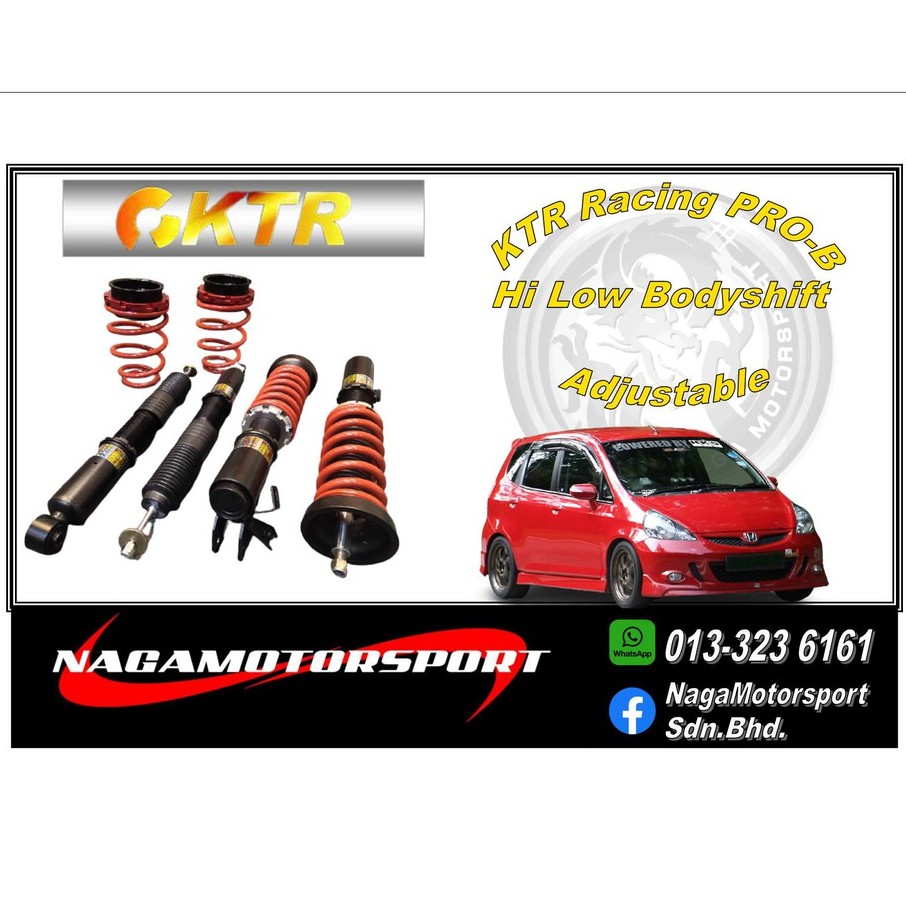 ADJUSTABLE HONDA JAZZ / FIT (GD1) 02'-06' KTR RACING PRO-B HI LO ...