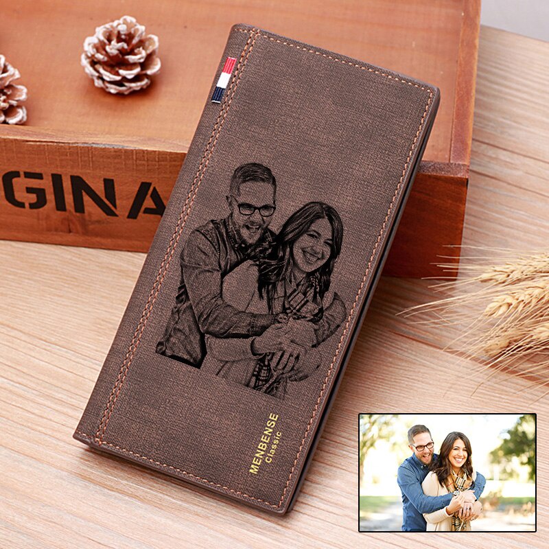 Women Men Long Wallet Clutch Personalized Custom Engraved Picture Text ...