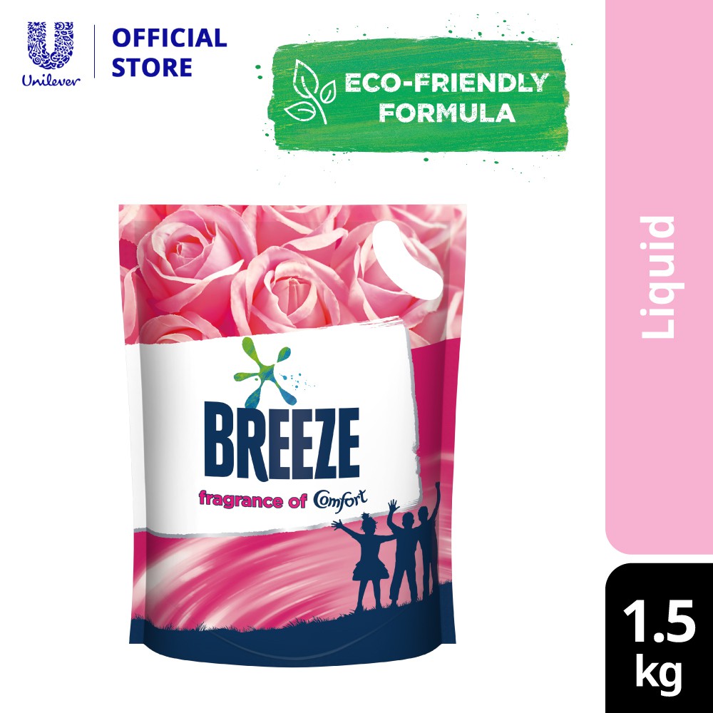 Breeze Detergent Liquid Fragrance of Comfort Refill Pack (1.5kg ...