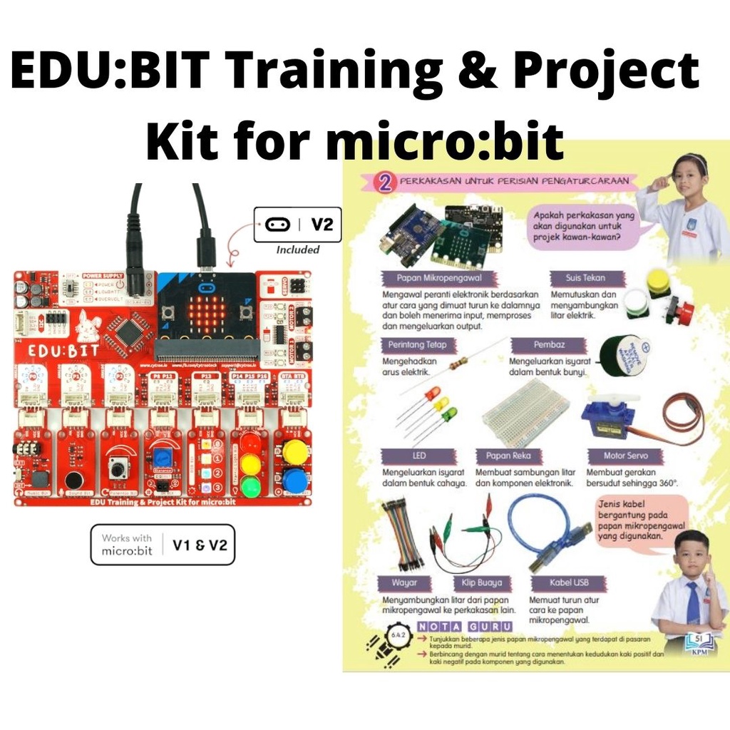 (Ready Stock)Complete sensor input output EDU:BIT Microbit:BIT Training & Project Kit for micro ...