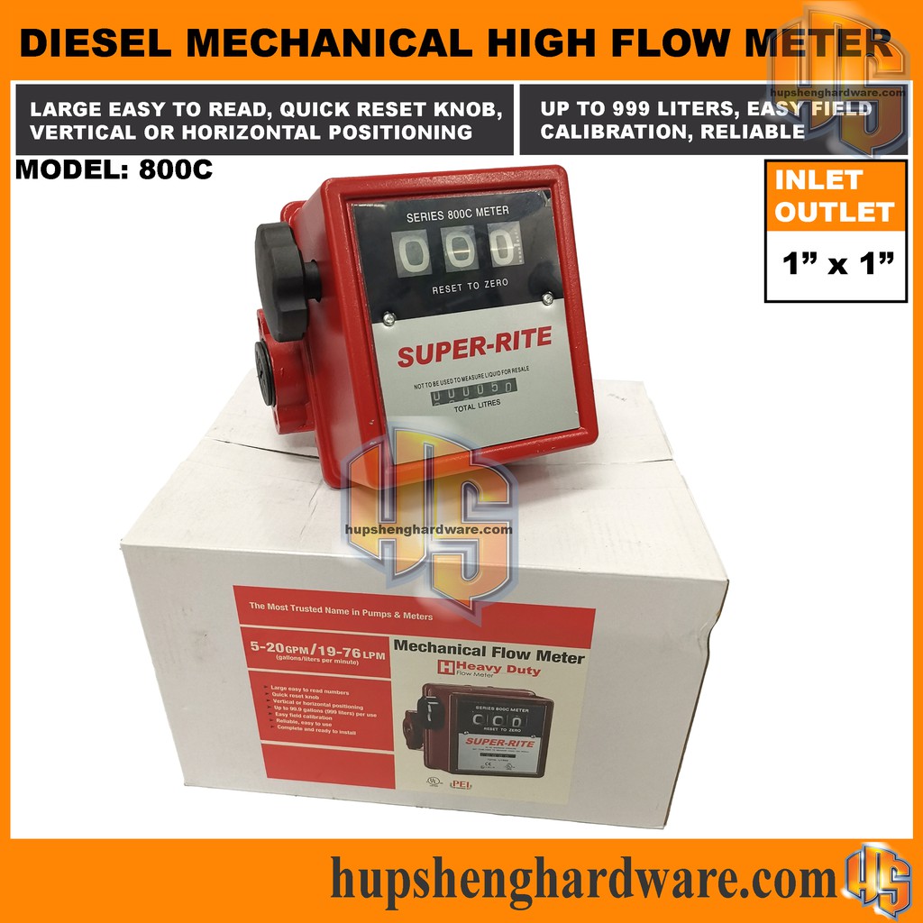 Diesel Mechanical High Flow Meter Diesel Flow Meter 1" x 1" Up to 999 ...