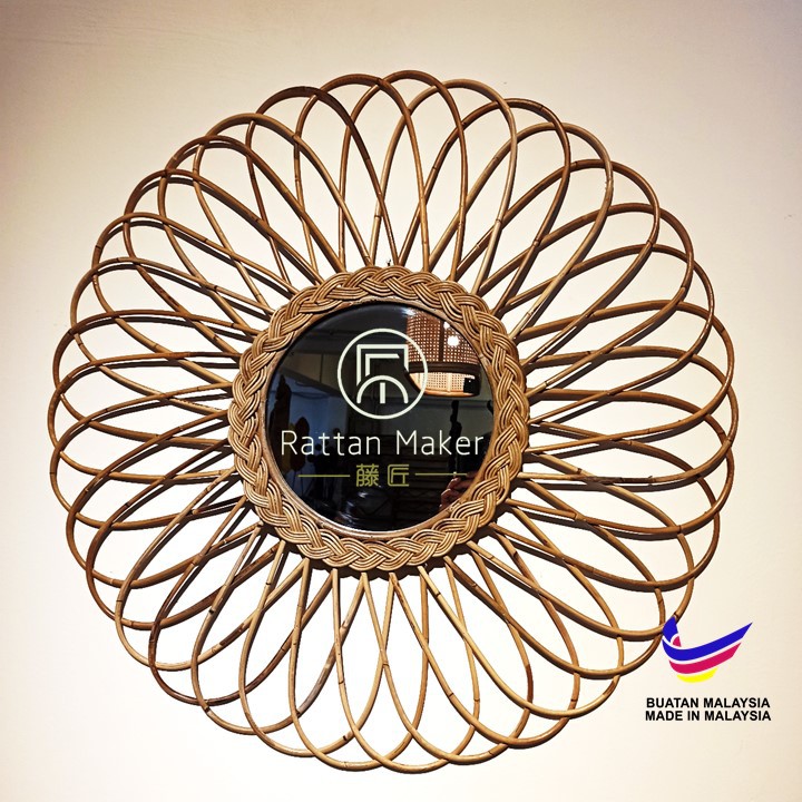 Big Round Shape Rattan Mirror Full Natural Rattan Handcrafted Handmade ...