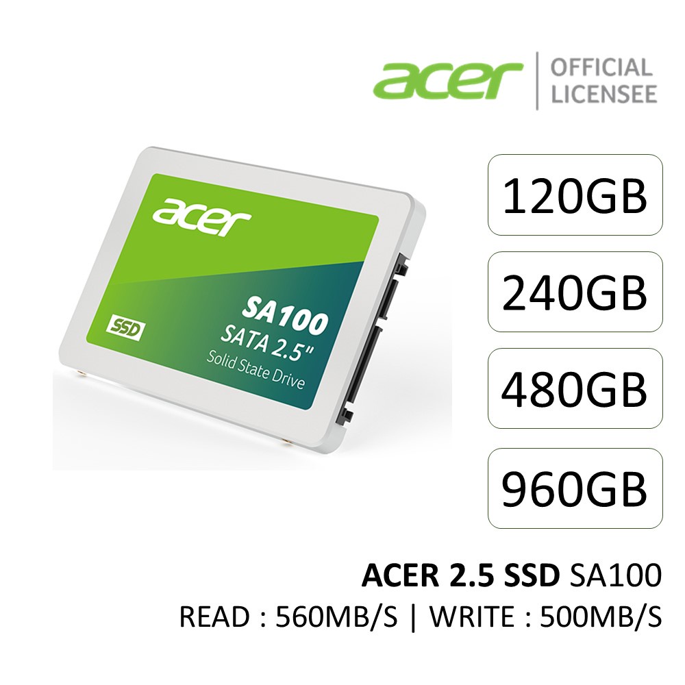 ACER SA100 2.5" SATA lll SSD (120GB/240GB/480GB/960GB/1960GB) | Shopee ...
