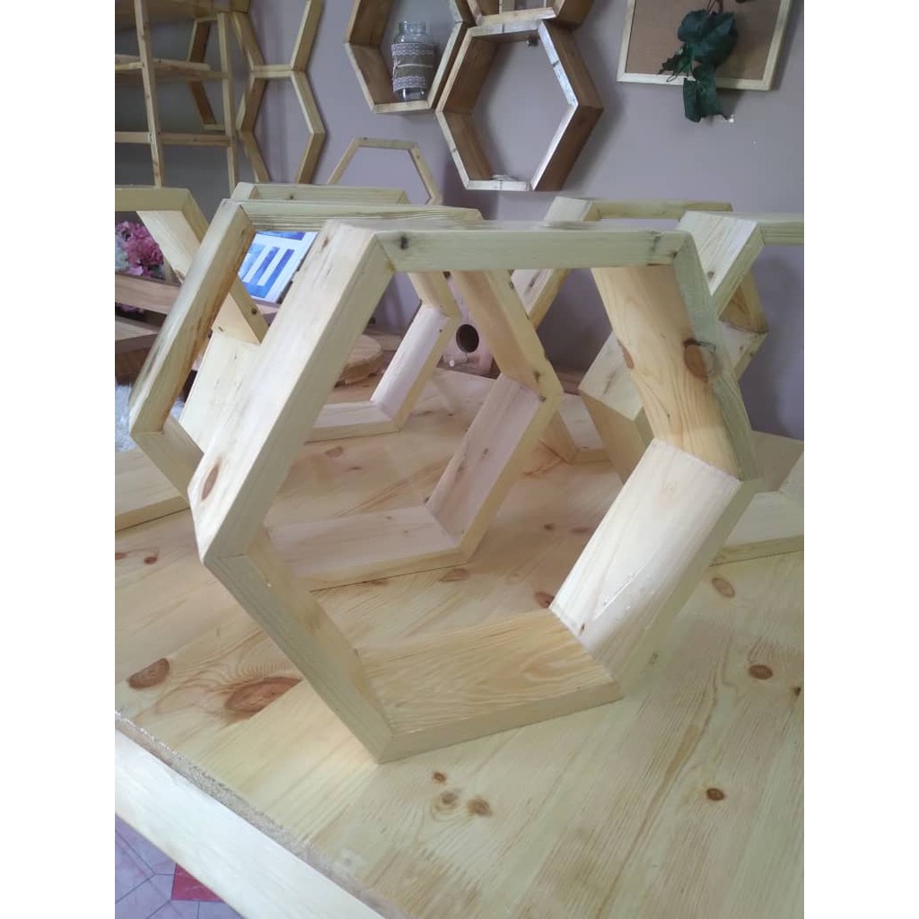 Kayu Hexagon Untuk Deco/ Heksagon. Bersaiz 30cm. Depth 8.5cm /3.5 ...