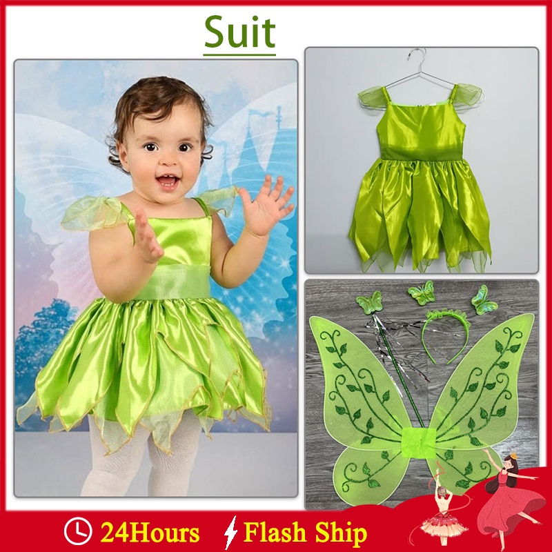 Halloween Cosplay Girls Party Tinkerbell Green Fairy Tinkerbell ...