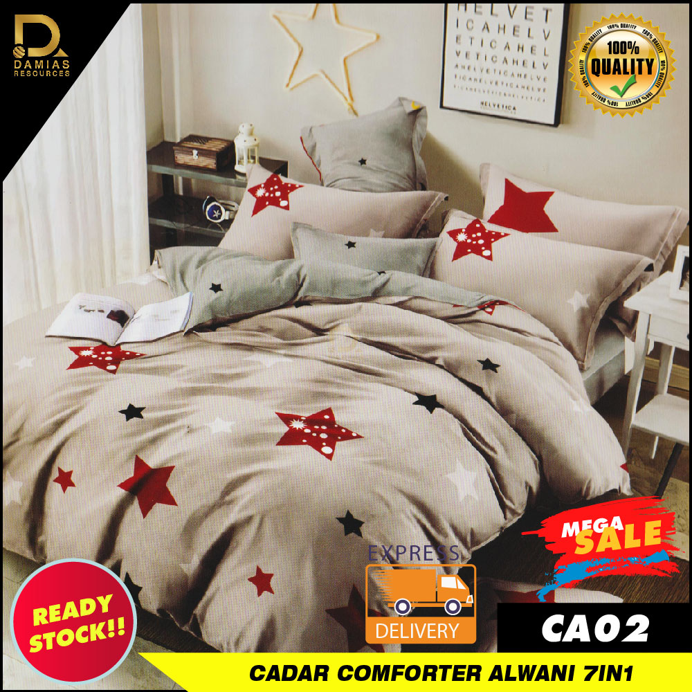 Cadar Queen Size Fitted Set 7 in 1 With Comforter Alwani Collection ...