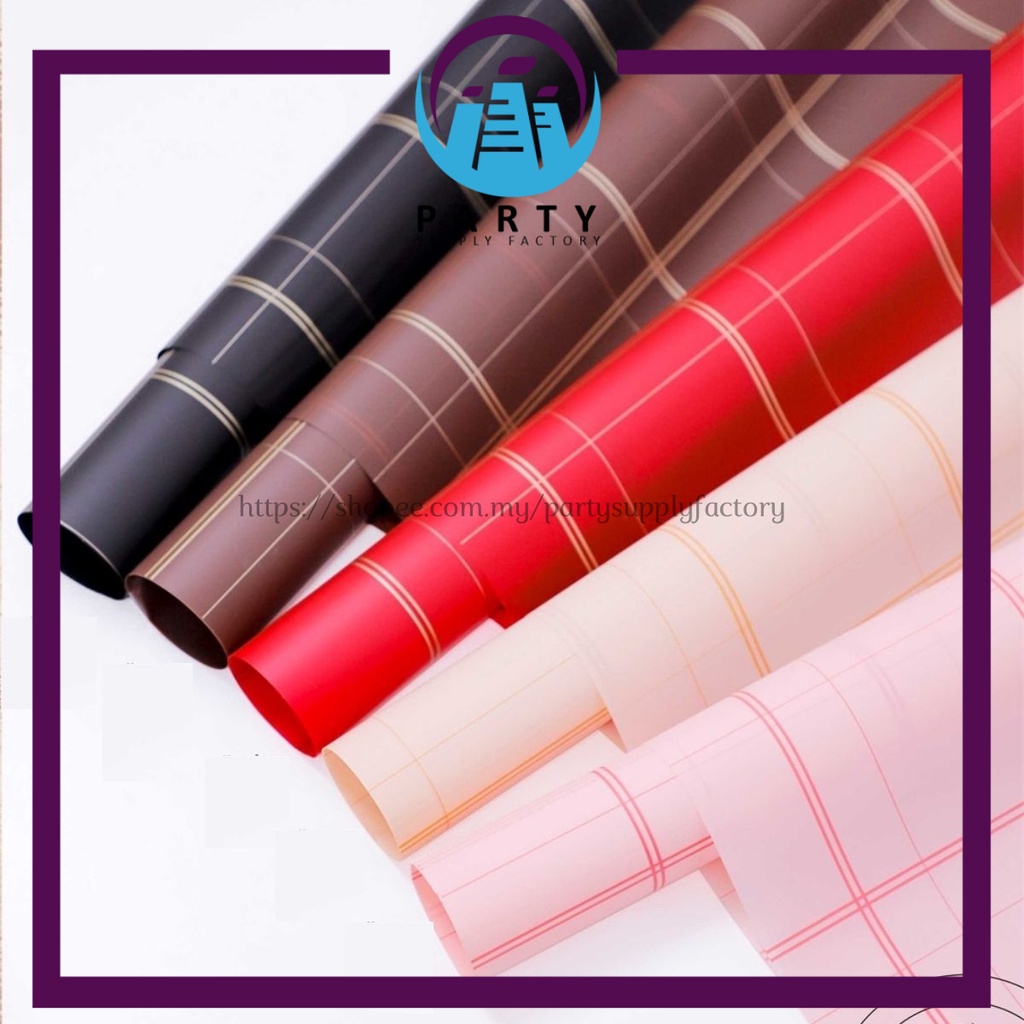 20 PCS FLOWER WRAPPING PAPER BIG CHECKERS NEW TREND / KERTAS PEMBALUT ...