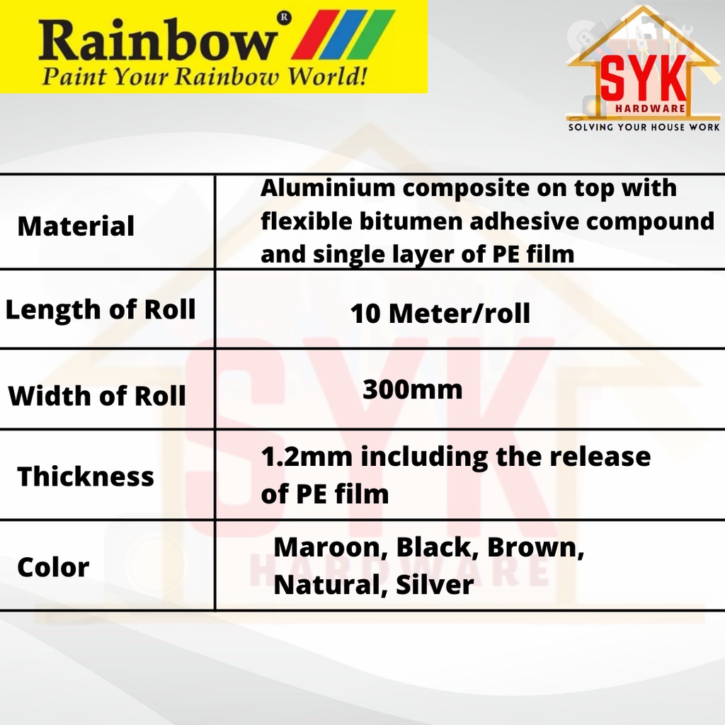 SYK Rainbow Flashing Roofing Sealing Tape Dry Fix Bitumen Poly Tape ...