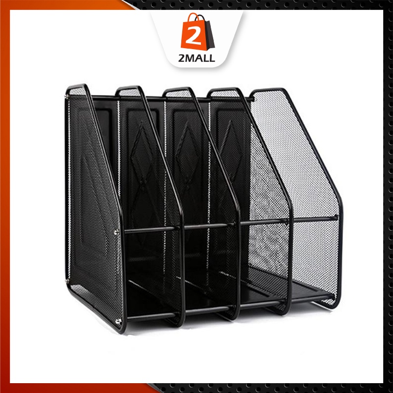 2MALL 4 Compartment Vertical Sorter File Rack File Desk Book Organizer ...