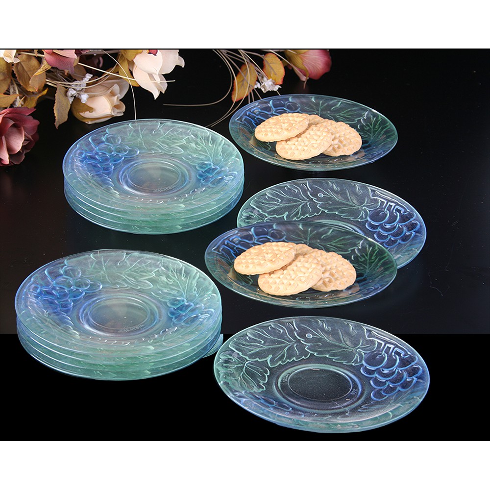 12 PC 15 CM GLASS DESSERT CAKE PLATE SET SE39936/2G | Shopee Malaysia