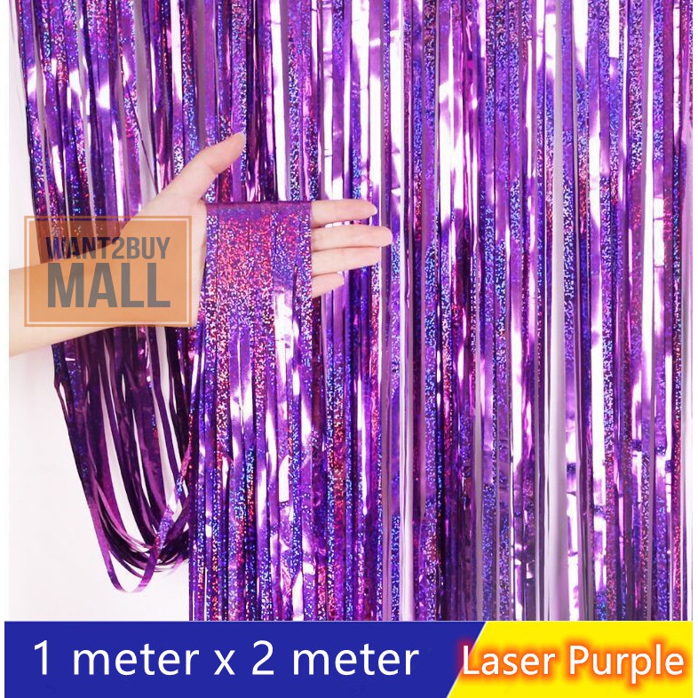 🇲🇾 🏆 Foil Rain Curtain Metallic Birthday Wedding Balloon Festival Wall ...