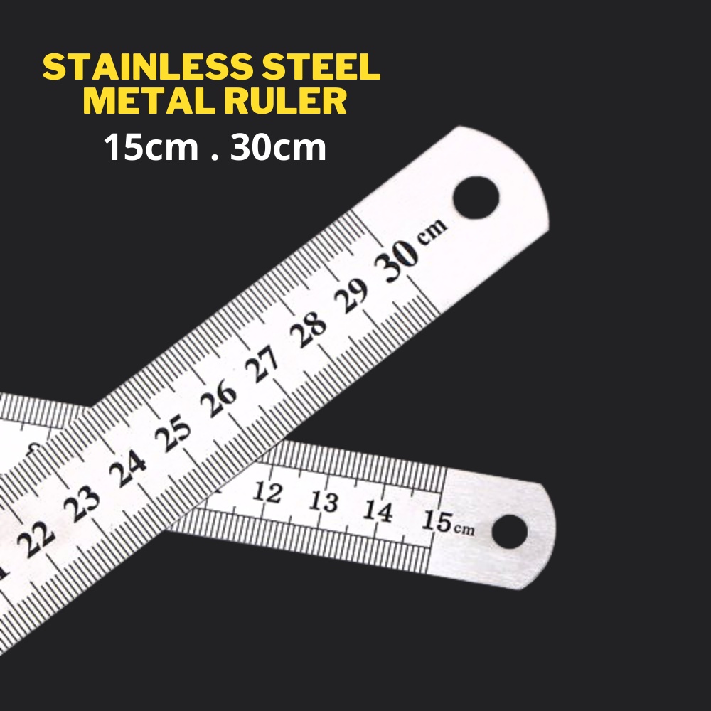 Stainless Steel Metal Ruler 15cm/30cm/6"/12"/Pembaris Keluli/ Pembaris ...