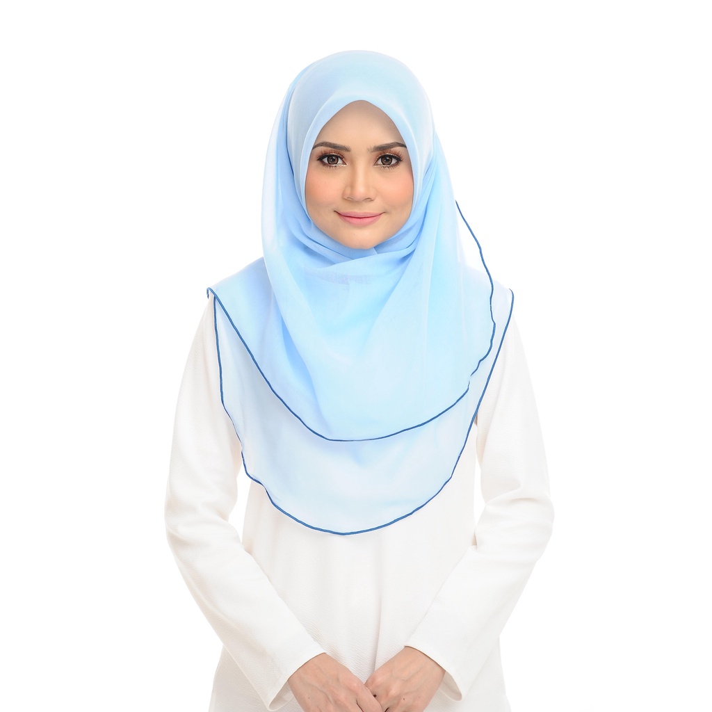 Benang Hijau Tudung Bawal Maira Ruffle - Crystal Blue | Shopee Malaysia