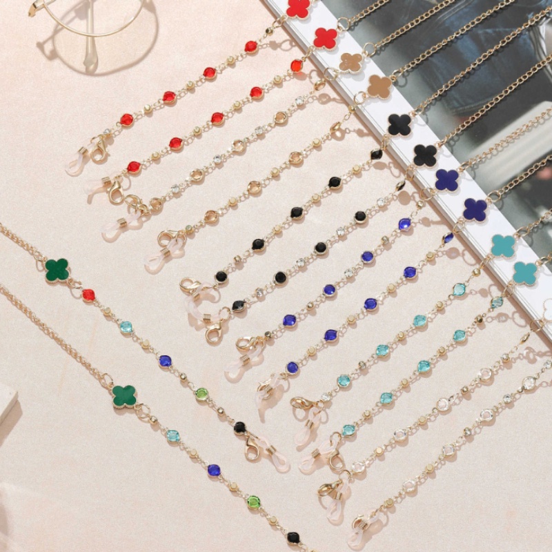 Crystal Clover Mask Chain Magnet Mask Extender For Hijab Glasses Chain ...