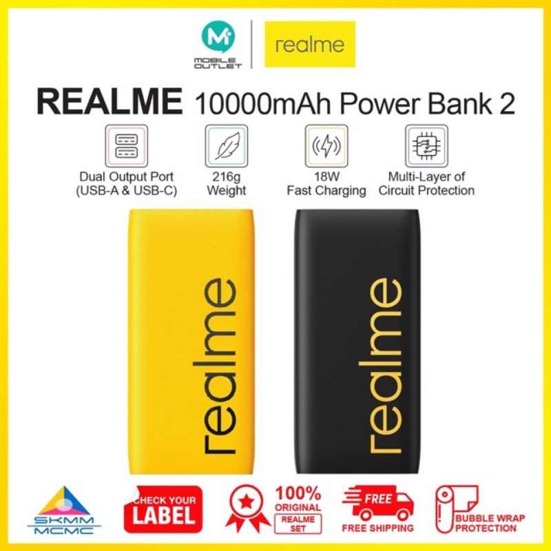 Realme Power Bank 2 @ 10000mAh (18W) | Shopee Malaysia