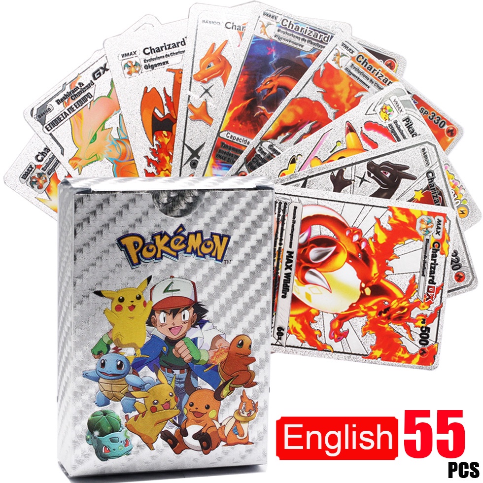 New Pokemon Cards kad pokemon gold Pikachu Vmax GX Energy Card Silver ...