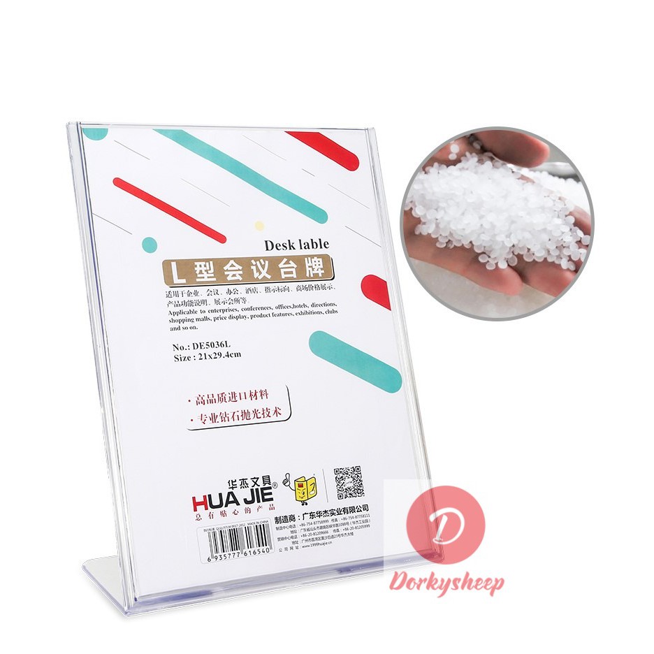 A4 A5 Acrylic L-Shape Display Stand for QR Code Sign Card Table Stand ...