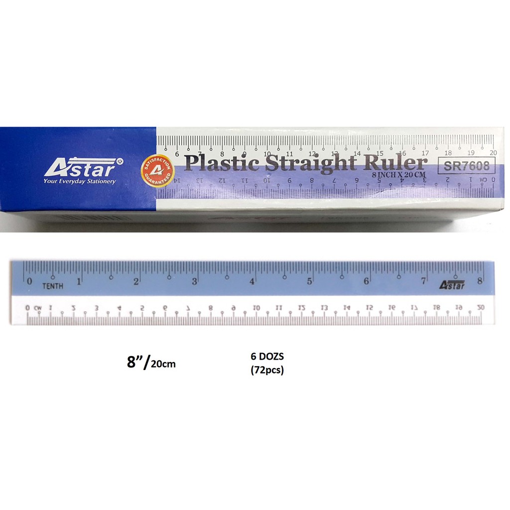 Astar Straight Ruler Plastic (8") Box of 72pcs | Shopee Malaysia
