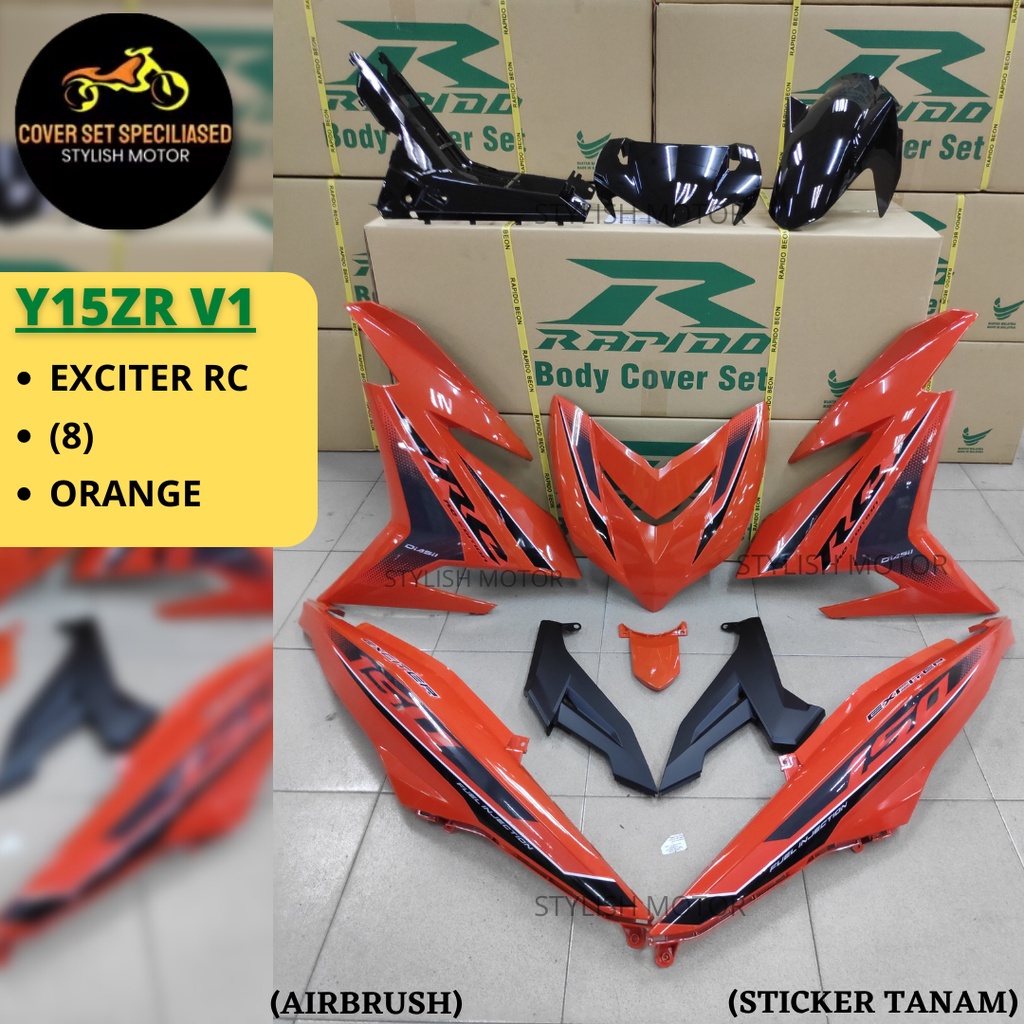 (STICKER TANAM/AIRBRUSH) RAPIDO COVER SET Y15ZR V1/V2 EXCITER RC (8) ORANGE | Shopee Malaysia