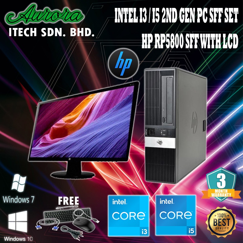 (REFURBISHED) SET PC HP RP5800, I3 / I5 2ND GEN, 4GB/8GB RAM, 250GB HDD ...